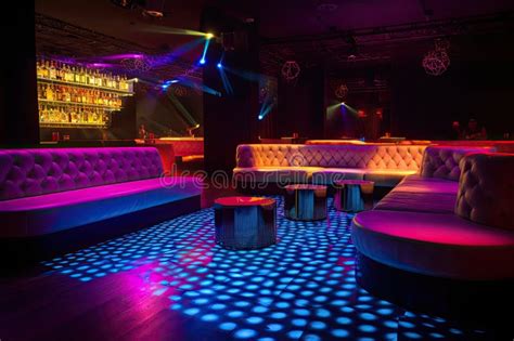Interior Of A Night Club With Neon Lights Nightlife Concept Colorful