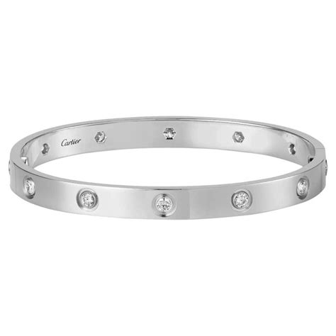 Cartier 18 Karat White Gold Small Model 6 Diamond Love Bracelet For