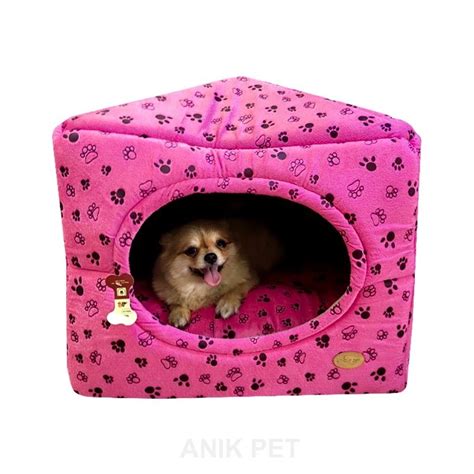 خرید و قیمت جای خواب سگ کلبه سه کاره سگ و حیوانات رنگ صورتی طرح Paw از