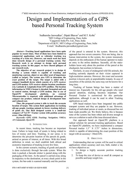 PDF Design And Implementation Of A GPS Based Personal Tracking System