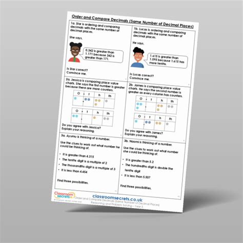 Year 5 Order And Compare Decimals Same Number Of Decimal Places Reasoning And Problem Solving