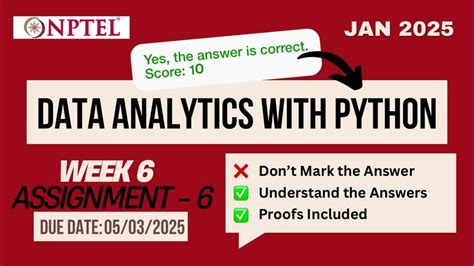 Data Analytics With Python Week 6 Assignment 6 Answers 2025 Nptel Swayam Youtube
