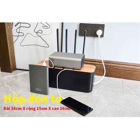 Hộp Đựng Ổ Cắm Điện Hộp Nhựa Abs Đựng Ổ Điện Dây Điện Sạc Cáp Nắp Gỗ