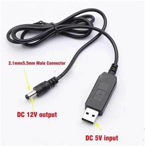 Кабель питания от повербанка переходник повышающий с Usb 5v на 12v Dc 5 5 × 2 1 мм низкие