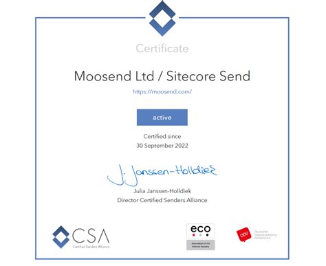 Moosend Is Now Certified By CSA Certified Senders Alliance
