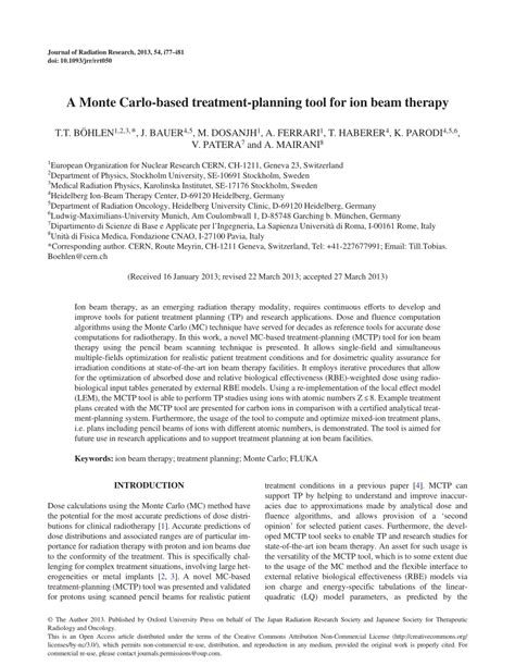 Pdf A Monte Carlo Based Treatment Planning Tool For Ion Beam Therapy