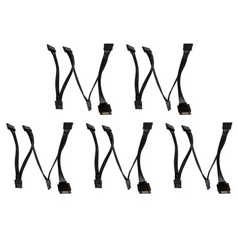 5x 15 Pin Sata Power Extension Hard Drive Cable 1 Male To 5 Female
