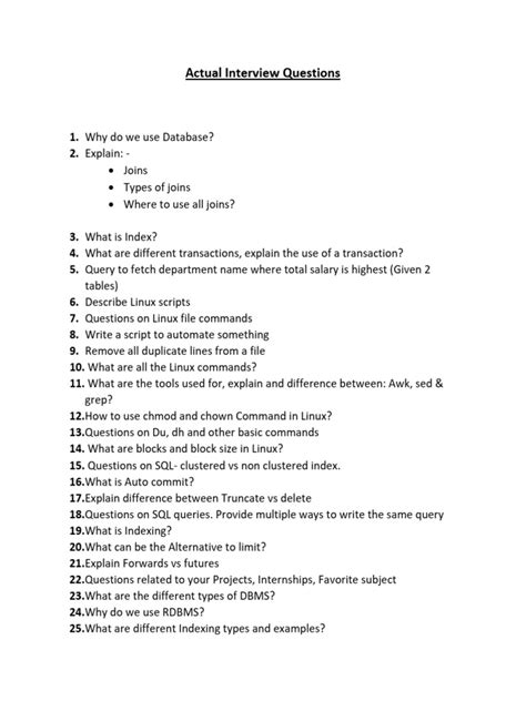 Comprehensive Interview Questions Guide Pdf Databases Database Index
