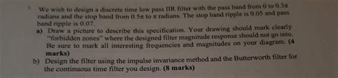 solved we wish to design a discrete time low pass iir filter