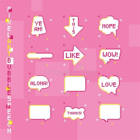 Set Of Speech Bubbles Pixel Art Vector Stock Vector Illustration Of Pixel Style 296457036