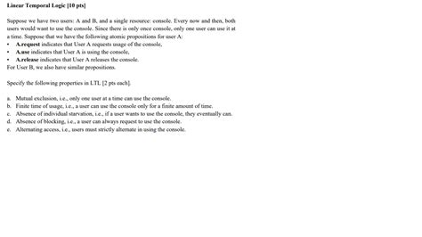 Solved Linear Temporal Logic 10 Pts Suppose We Have Two
