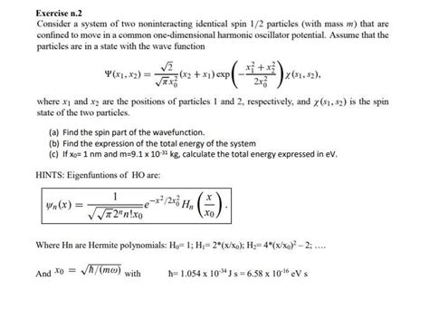 Solved Exercise N Consider A System Of Two Noninteracting Chegg