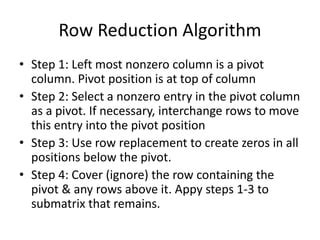 Lecture 01 Row Operations Row Reduction PPTX