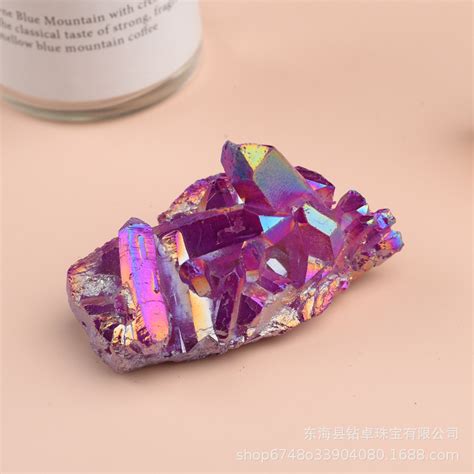 厂家批发镀彩水晶簇天然白水晶簇原石电镀彩色晶簇工艺品装饰摆件 阿里巴巴