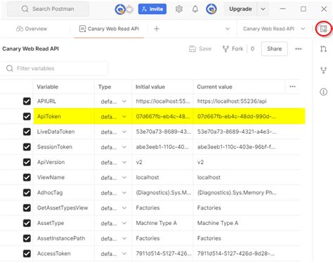 web read api postman example version 25 using canary s apis