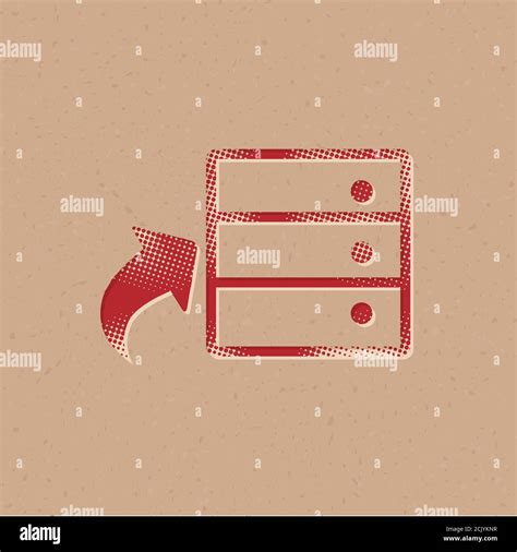 Database Icon In Halftone Style Grunge Background Vector Illustration