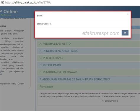 √ e filing error status code 0 efaktur dan espt