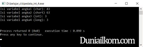 Pengertian Dan Contoh Kode Program Tipe Data Integer Bahasa C Duniailkom