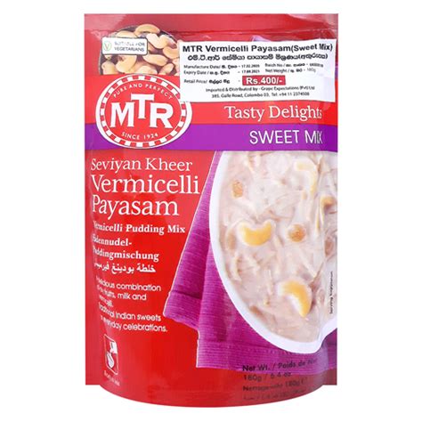 Mtr Vermicelli Payasam Sweet Mix 180g Supersavings