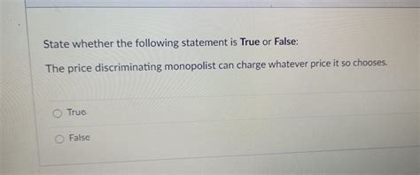 Solved State whether the following statement is True or | Chegg.com