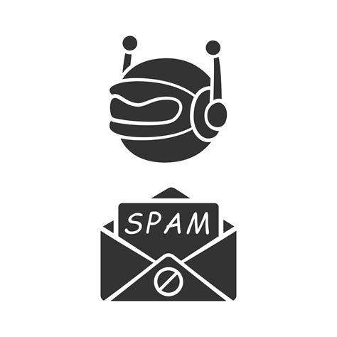 Spambot Glyph Icon Virus Advertisements Spam Bot Malicious Phishing Sites Spam Advertising