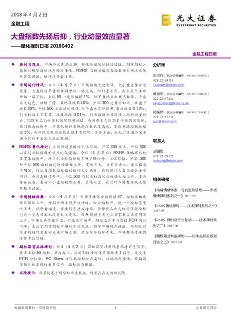 量化择时日报：大盘指数先扬后抑，行业动量效应显著