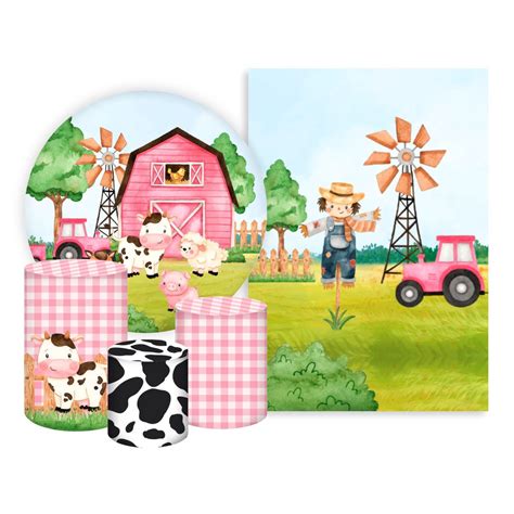 Kit Paineis Casados Capas Cilindros Tema Fazendinha Rosa Aquarelada Shopee Brasil