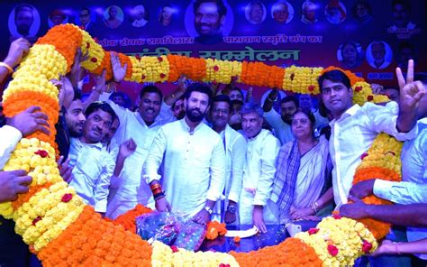 Lok Janshakti Party R President Chirag Paswan Being Garlanded By