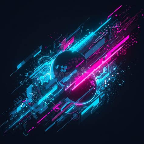 Abstract Digital Art Featuring A Dynamic Composition Of Intersecting Neon Lines And Stock