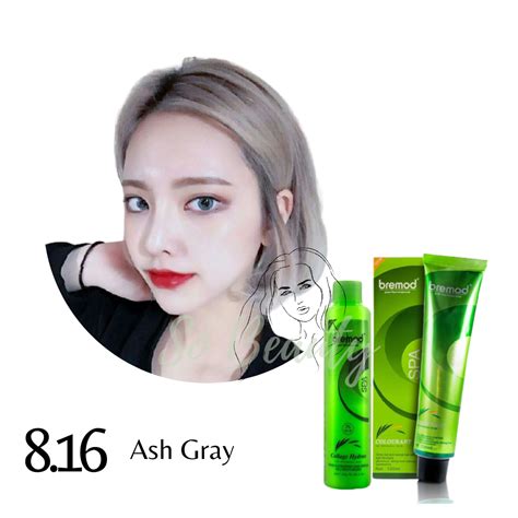 Ash Gray Bremod Hair Color And Oxidizing Set 100ml With Freebie 816