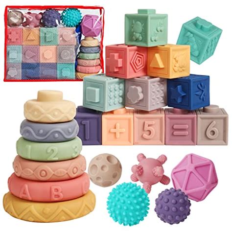 Iifonii Montessori Lot De 23 Blocs Empilables Souples Pour Bébé De 6 à