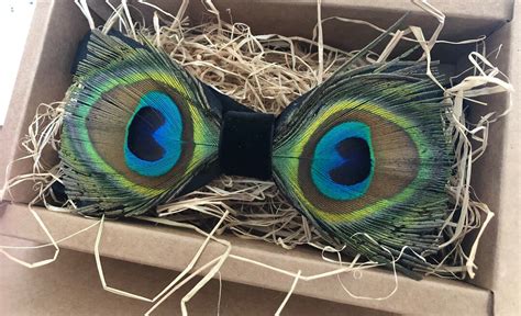 Handmade Peacock Feather Bow Tie Style A Etsy