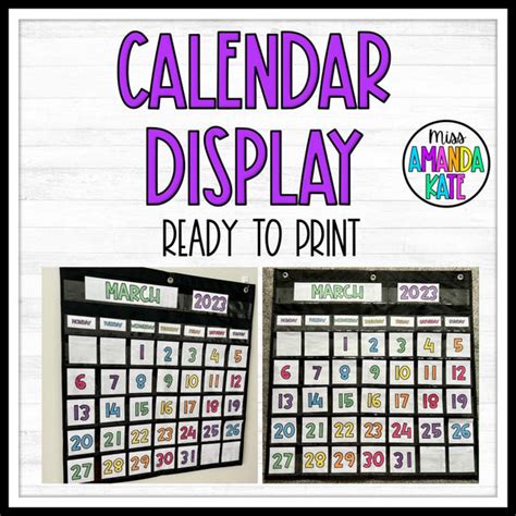 Classroom Calendar Display Digital Download Miss Amanda Kate