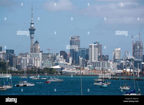View Of Aucklands Skyline With Its Iconic Sky Tower From The
