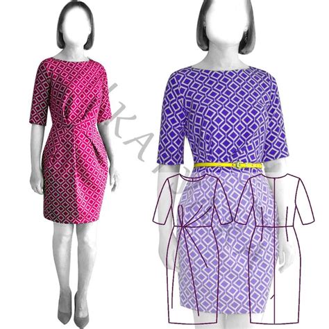 Выкройка платья с асимметричными складками Wd051119 Шкатулка Выкройка платья Одежда