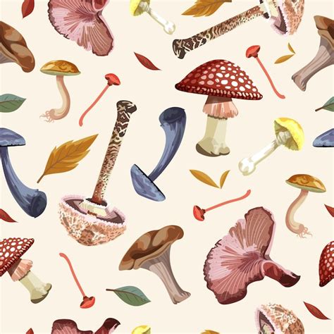 Free Vector Hand Drawn Mushroom Pattern