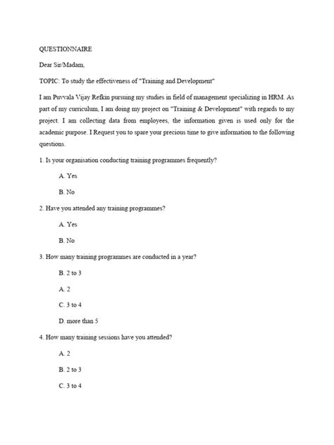 Questionnaire Pdf Cognitive Science Behavior Modification