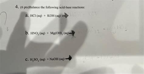 Solved ( 6 pts)Balance the following acid-base reactions: a. | Chegg.com