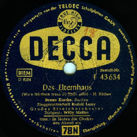 Das Elternhaus Schellack Platte 10 Mono Von Benno Kusche