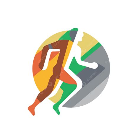 운동선수 달리기 로고 벡터 흰색 배경에 낚시를 좋아하는 단순한 다채로운 아이콘 그림자 없음 작은 프레임 중앙 Png 일러스트 및 벡터 에 대한 무료 다운로드