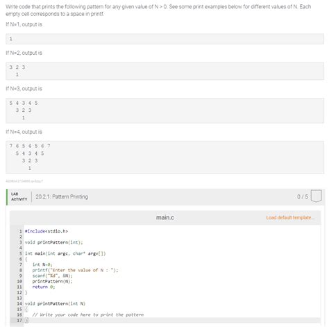 Solved Write Code That Prints The Following Pattern For Any Chegg