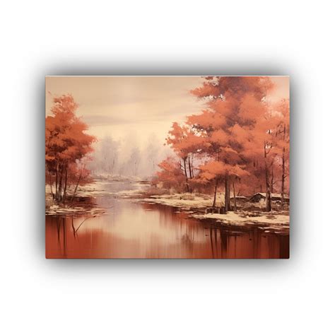 Cuadro Paisaje Meditativo En Tonos Cobre Crema Marrón Compra Online