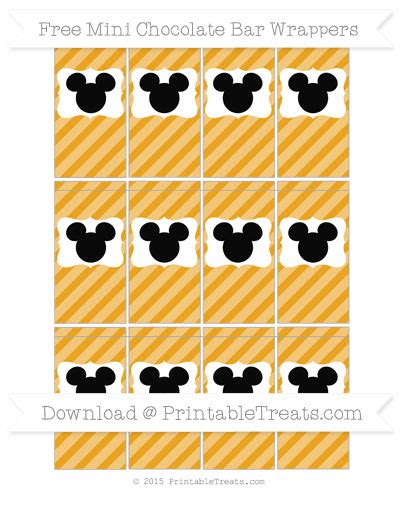 Free Marigold Diagonal Striped Mickey Mouse Mini Chocolate Bar Wrappers