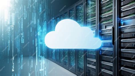 Futuristic Data Center With A Prominent Cloud Symbol Representing Cloud Storage Premium Ai