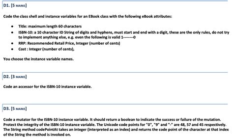 Solved D1 5 Marks Code The Class Shell And Instance