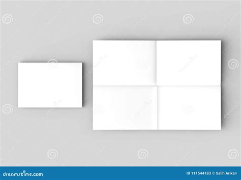 8 Page Leaflet French Fold Right Angle Horizontal Landscape Stock Illustration