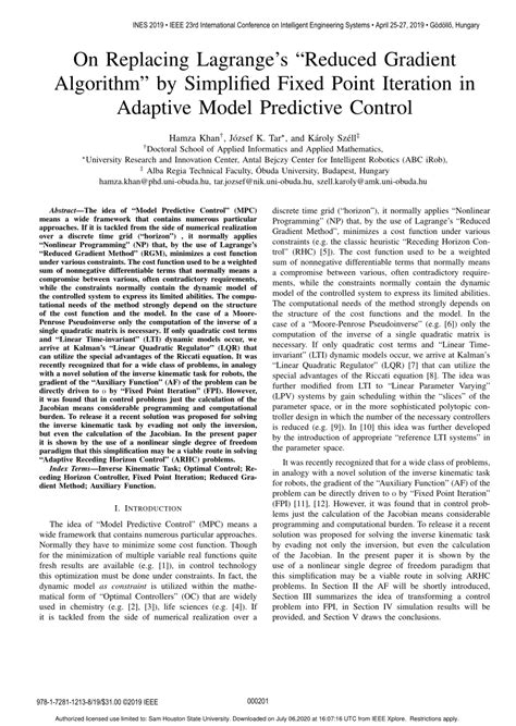 Pdf On Replacing Lagranges Reduced Gradient Algorithm By Simplified Fixed Point Iteration