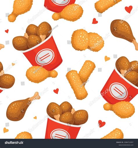Fast Food Fried Chicken Legs Wings Stock Vector Royalty Free