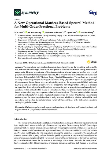 Pdf A New Operational Matrices Based Spectral Method For Multi Order Fractional Problems