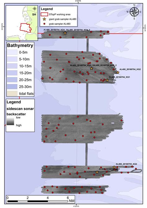The Sidescan Sonar Mosaic Of Al480 And Locations Of Grab Sample